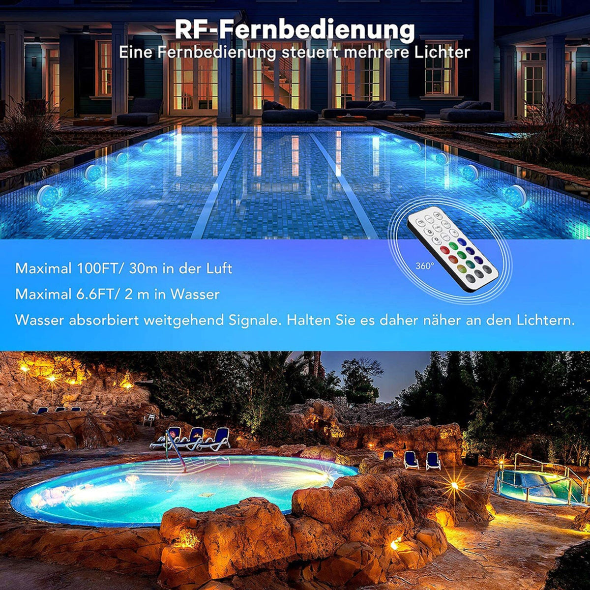 10 LED Remote Controlled RGB Submersible Light – Music Chests
